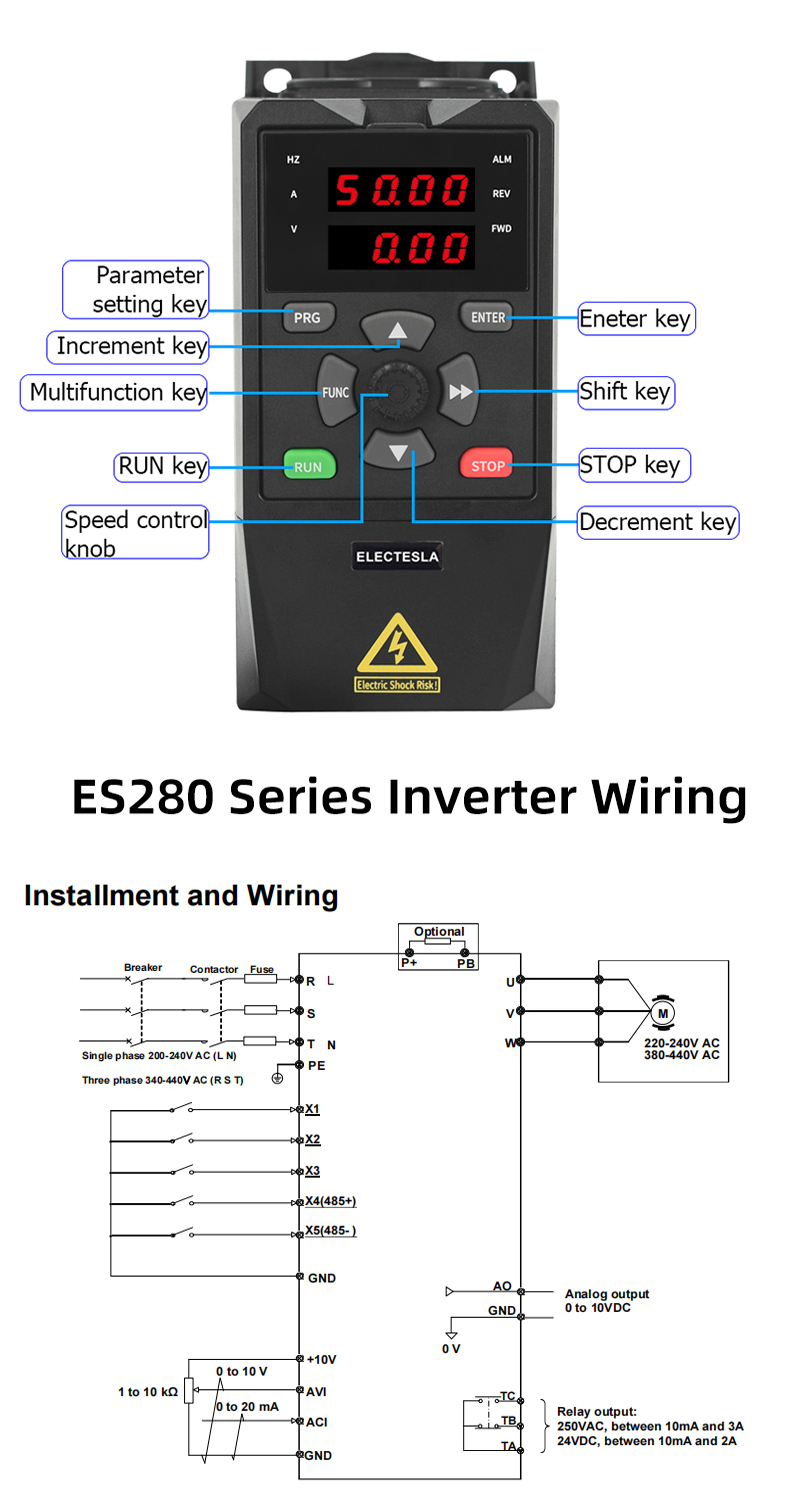 1Phase 3Phase 220V 380V 0.4 - 7.5KW VFD Motor Speed Controller ...