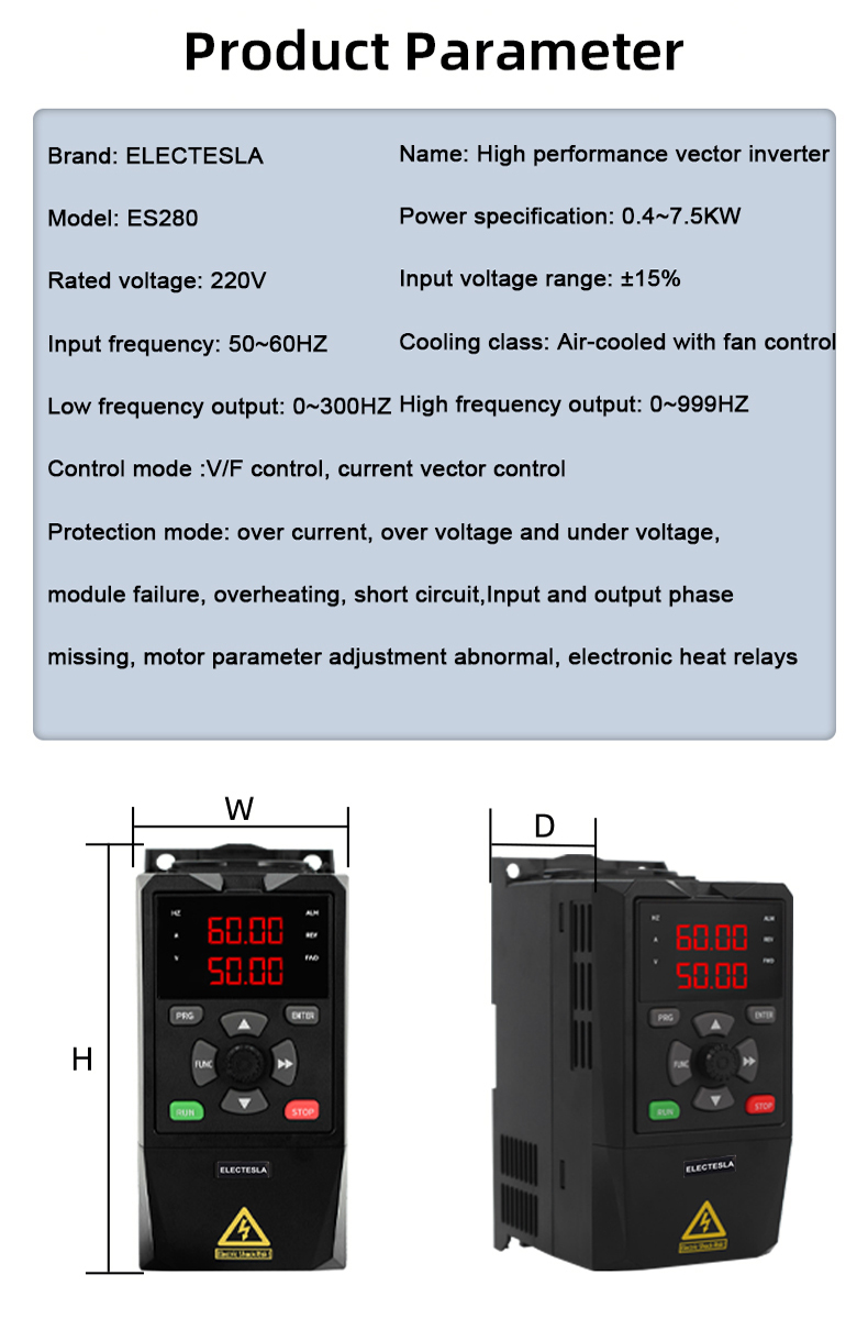 1Phase 3Phase 220V 380V 0.4 - 7.5KW VFD Motor Speed Controller ...