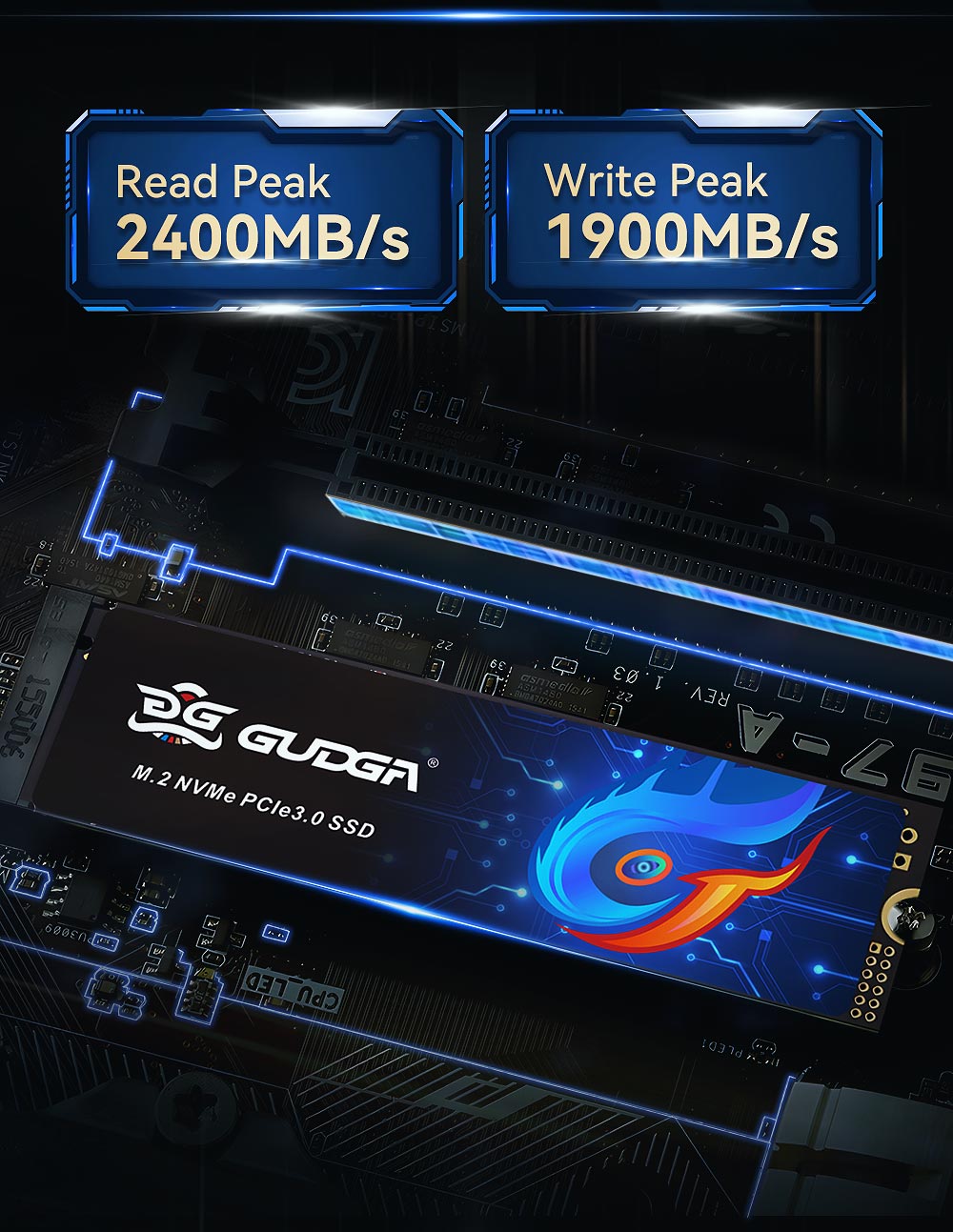 GUDGA M.2 NVME 2280 SSD 128GB 256GB 512GB 1TB SSD Solid State Drive M2 NVME Pcie3.0*4 Gen3.0 SSD ...