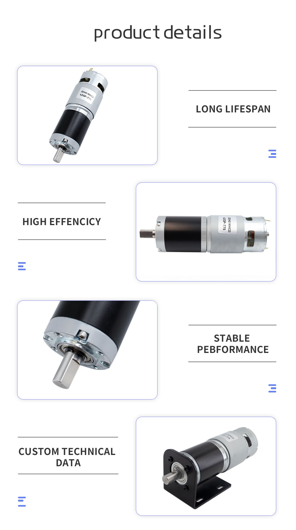 42GP-775 DC Gear Motor With Bracket Metal Planetary Gear 12V~24V ...