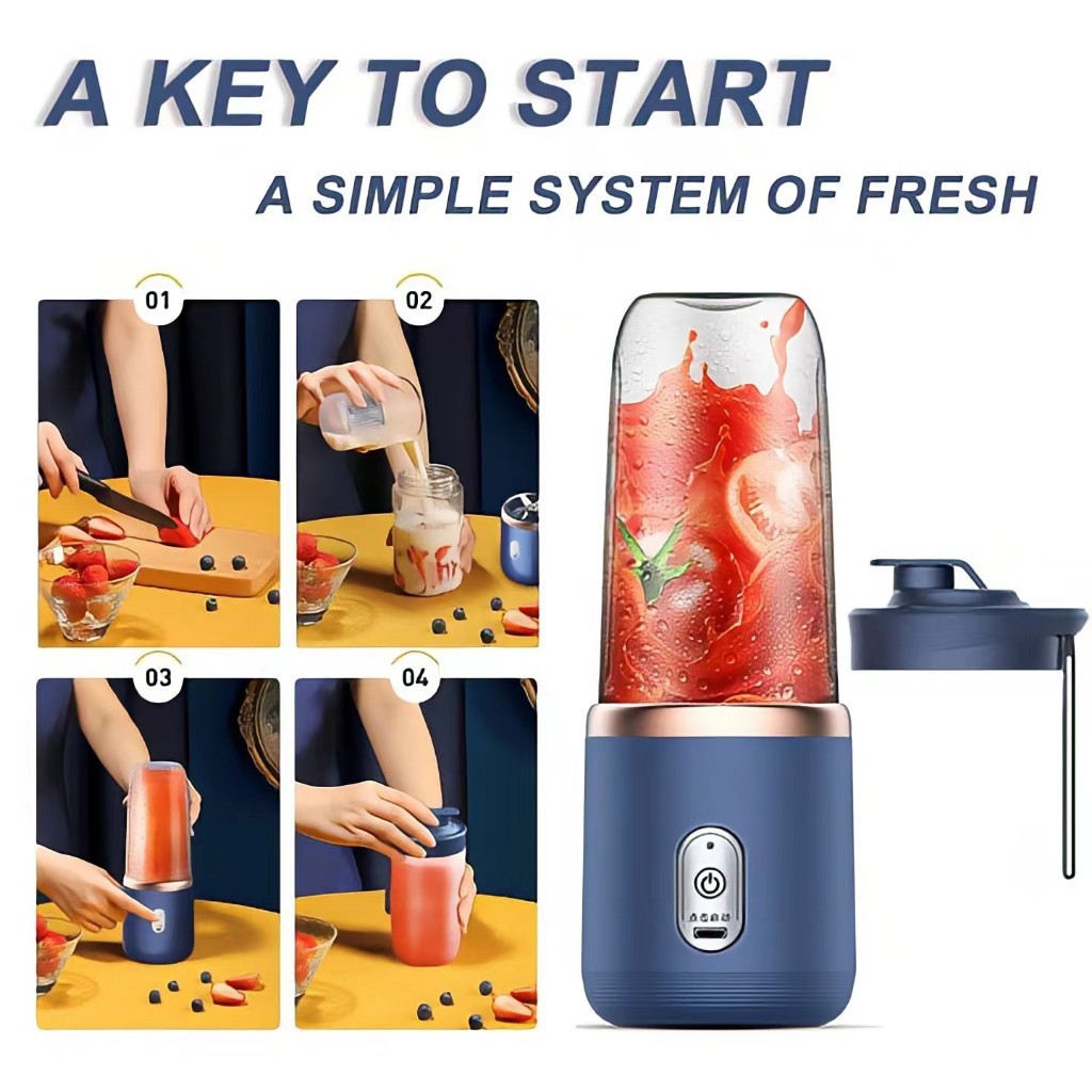 【Free Gift】400ML Portable Electric Juicer 2 Cup Home Mini ...
