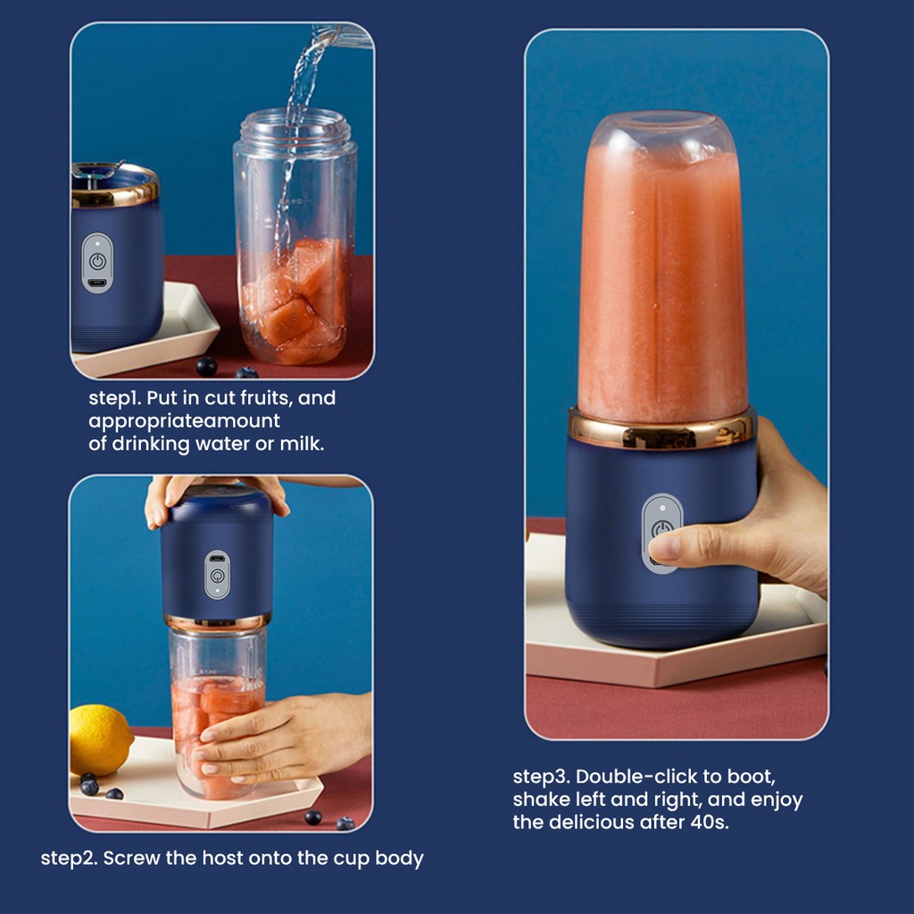 【Free Gift】400ML Portable Electric Juicer 2 Cup Home Mini ...