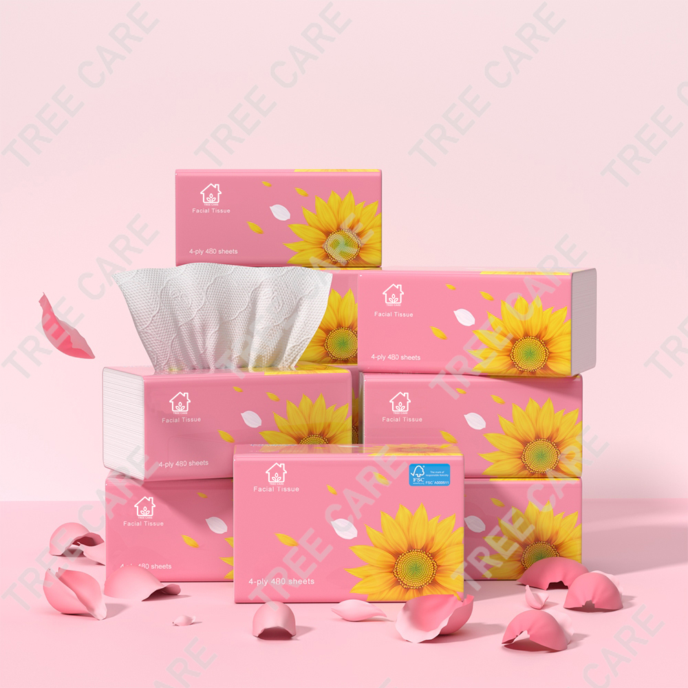 Tree Care Facial Tissue 8 Packs 4 Ply 480 Sheets Paper Towel Tissue ...