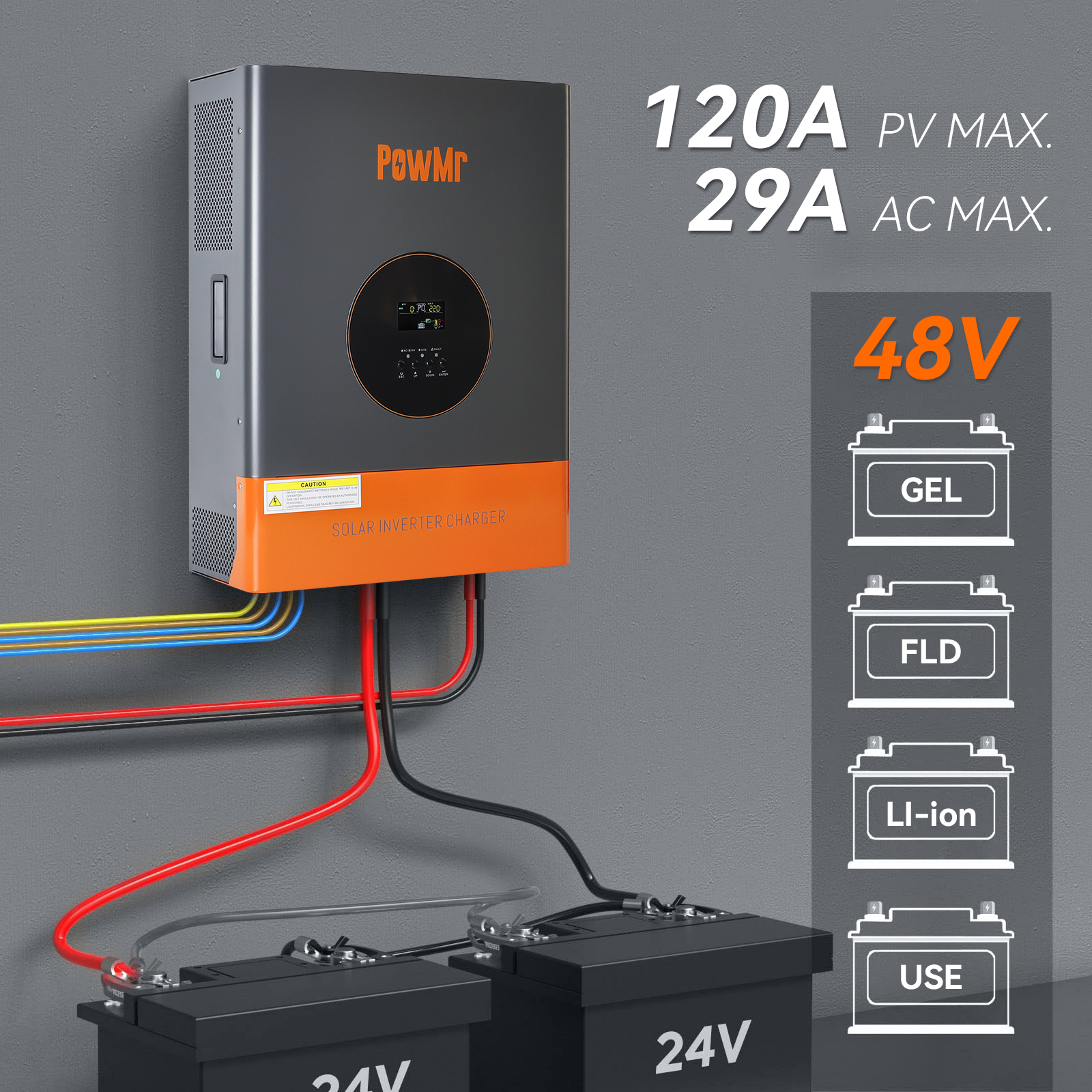 [Toroidal inverter] PowMr 5KW Low Frequency Hybrid Inverter Off Grid ...
