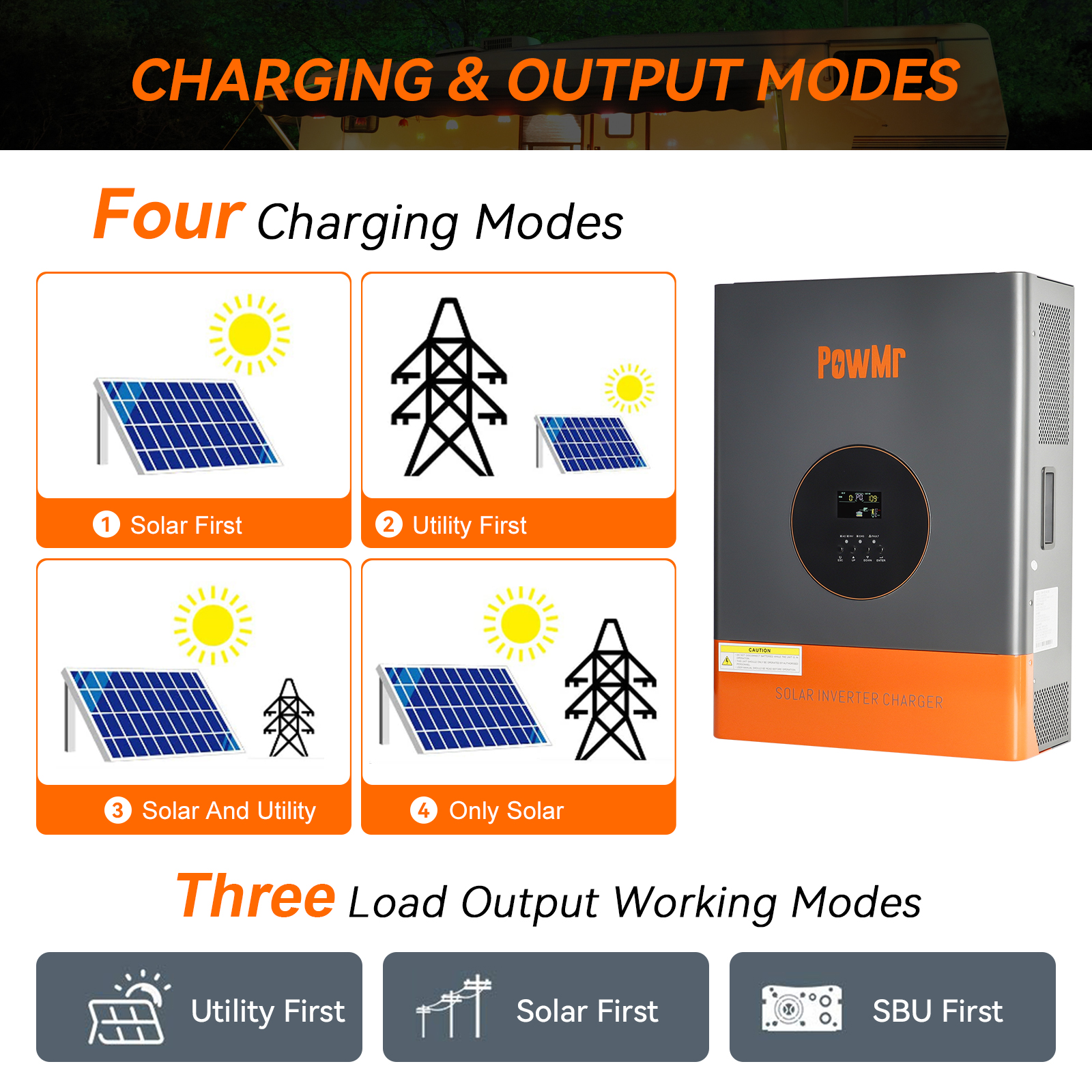 [Toroidal inverter] PowMr 5KW Low Frequency Hybrid Inverter Off Grid ...