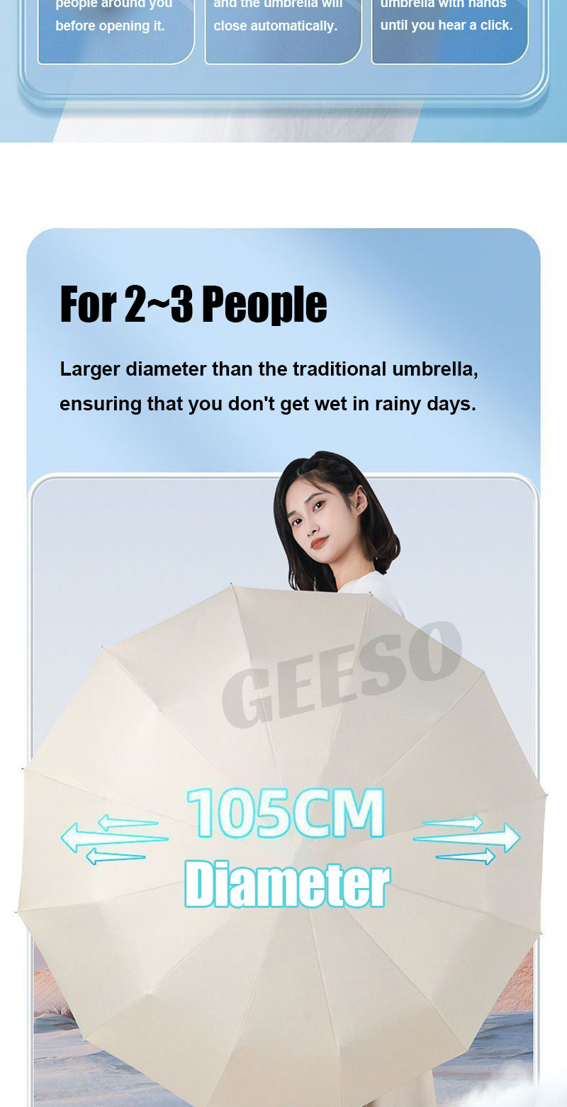 GEESO 7 Colors Optional Automatic Umbrella 24 Ribs Auto Open Umbrella UPF50+ 23 Inches Windproof ...