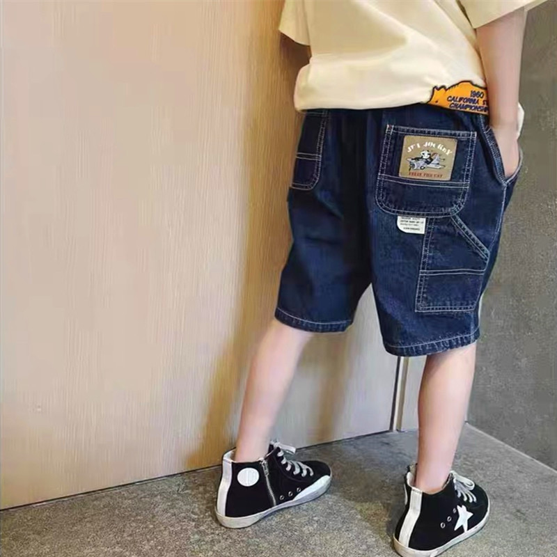 Boys 7-12Y Korean Loose Denim Jorts with V GK Embroidery | jorts short ...