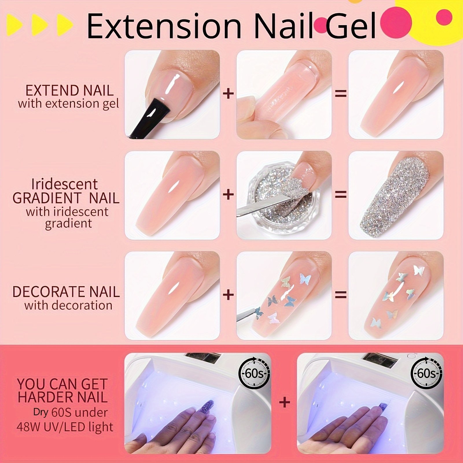 15ML Poly Nail Gel Poly Nail Extension Gel 12 Colors Nail Builder Gel ...