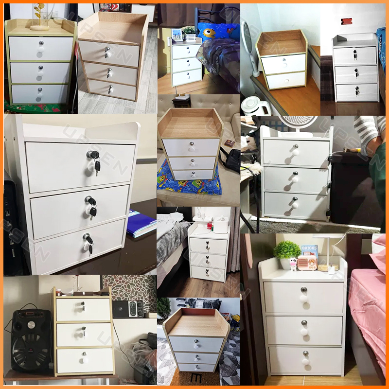 【With Lock】Nordic Modern Wooden Bedside Table With Drawer Lock ...