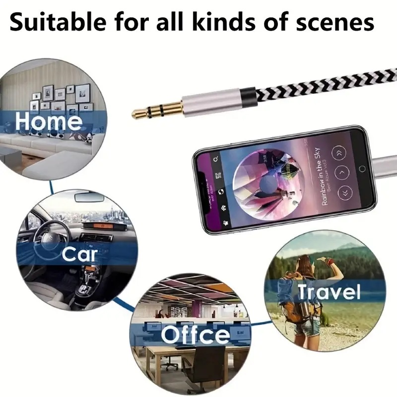 For Iphone to 3.5Mm AUX Cord for Car, Audio Adapter Hi-Fi Stereo Aux ...