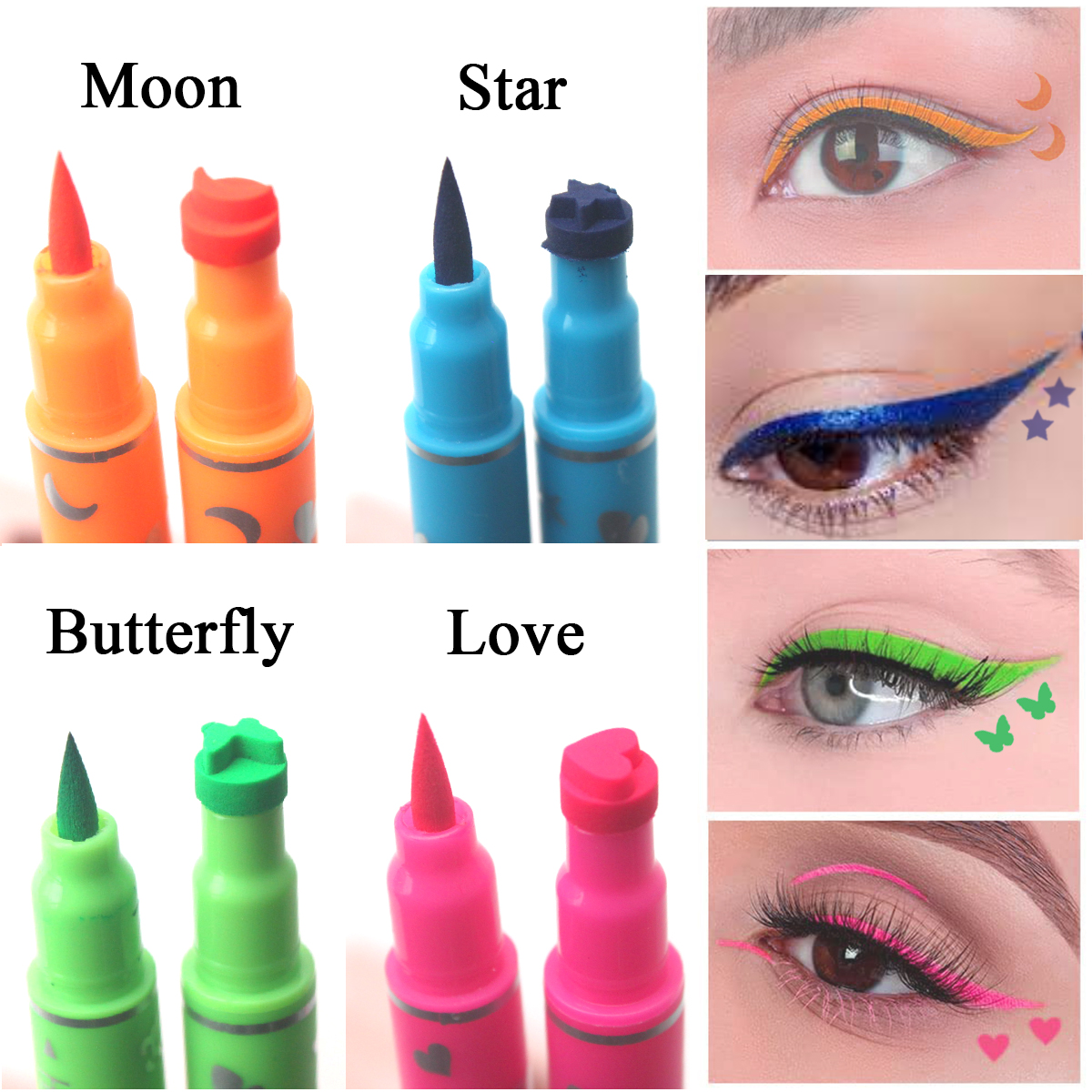 4Pcs/Set Liquid Stamp Eyeliner Waterproof Colored Gel Felt Tip ...