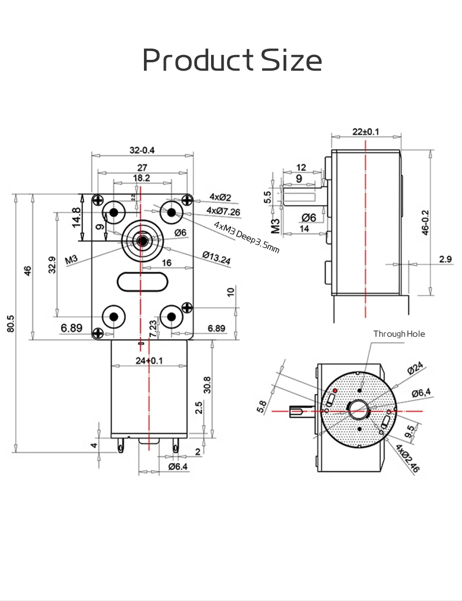 JGY370 DC Gear Motor with Bracket 1RPM~375RPM 6V 12V 24V High Torque ...