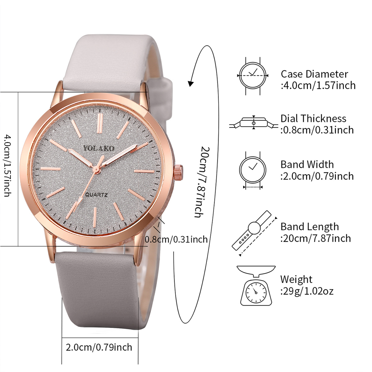 6PCS/Set Women's Watch Fashion Matte Dial Quartz Watches Leather Band ...