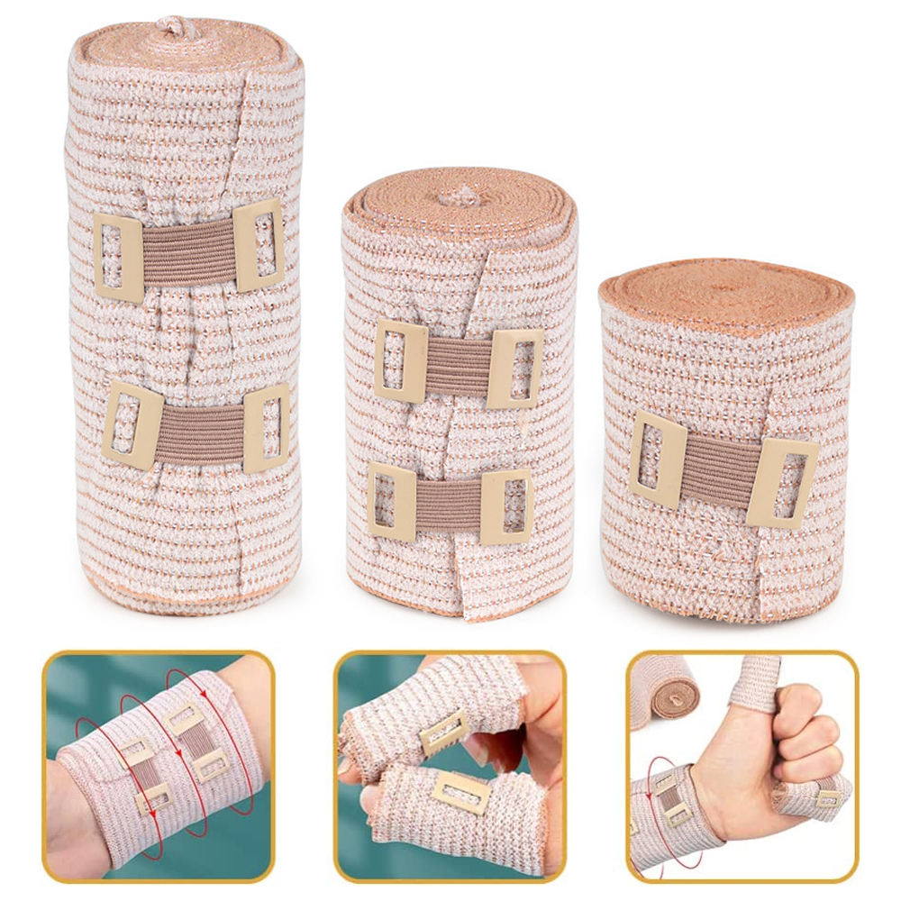 3 Roll Compression Bandages with Clip Closure | Stretch Elastic Wraps ...