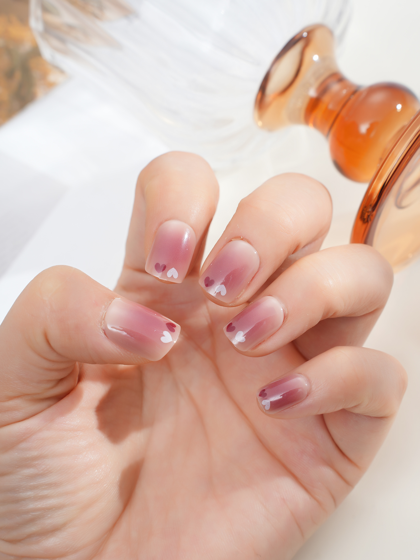 24pcs Fake NaiIs Short/Iong Fake Nails Nail Art lce Camellia Pearl ...