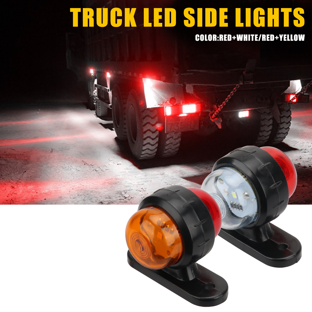 1pcs Car Truck Side Light 24V Two Color Truck LED Small Round Light Bus ...