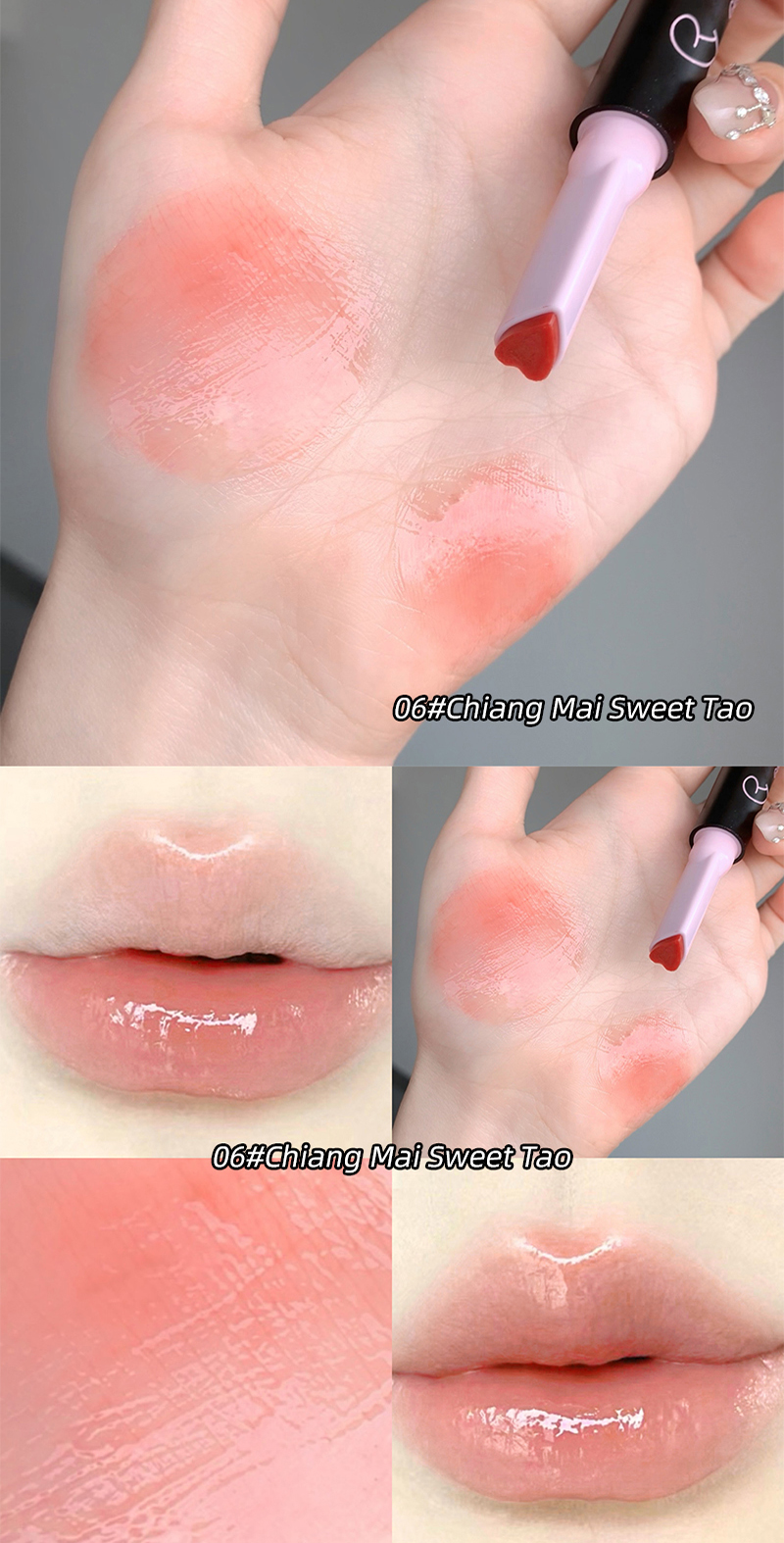 GEGE BEAR 6 Colors Jelly Lipstick, Tinted Lip Gloss Heart Shape Lip ...