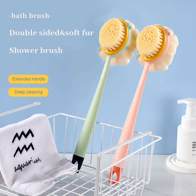 1Pc Sponge Long Soft Hair Bath Brush Doubleside Rub Shower Brush Back ...