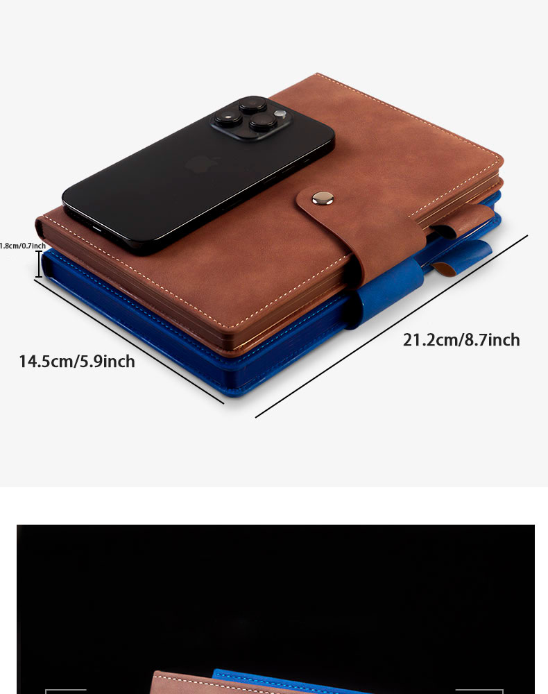 1piece of 120 sheets/240 pages triangular buckle notebook with buckle ...