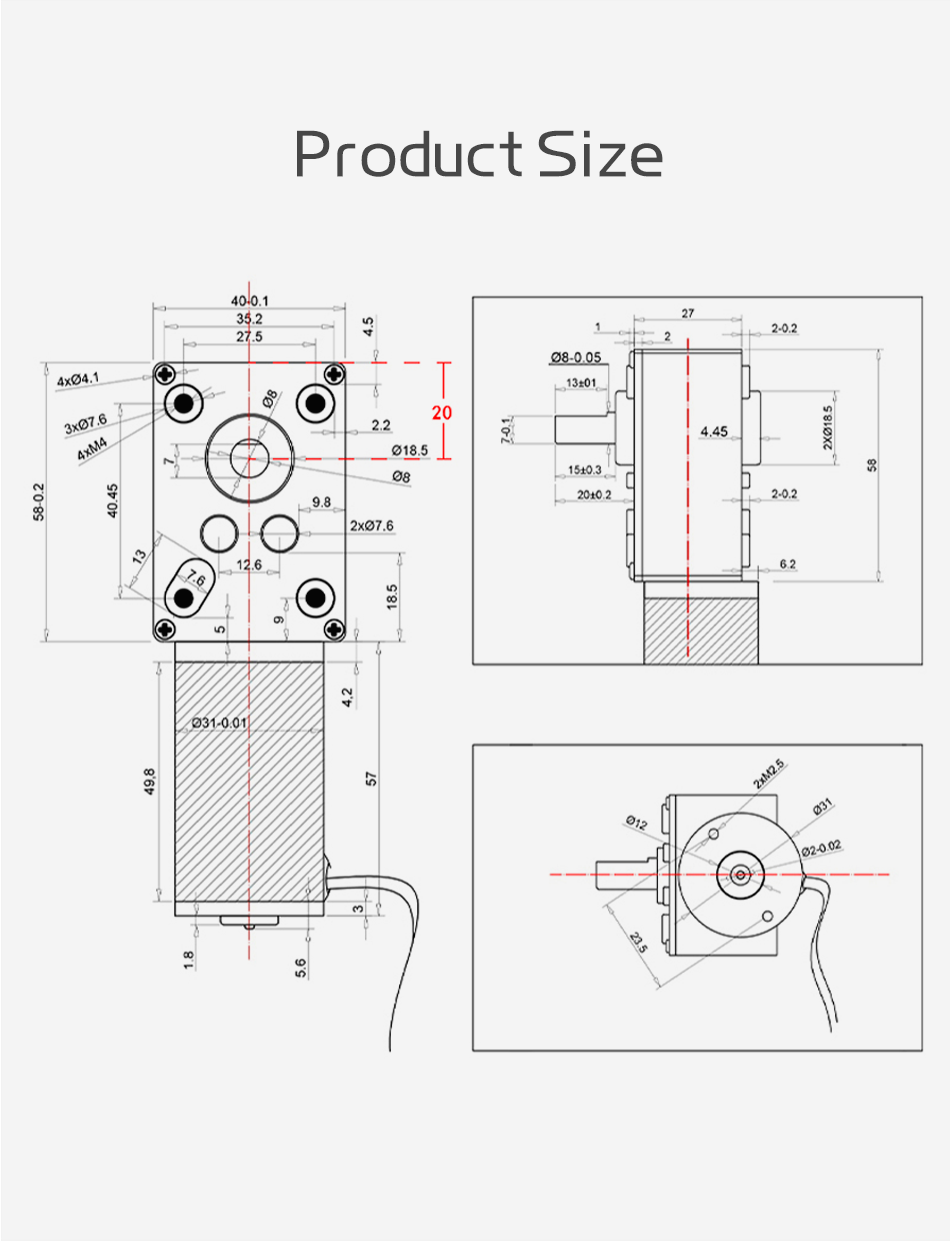 5840-31ZY Worm Gear DC Motor 12V/24V Forward And Reverse Adjustable ...