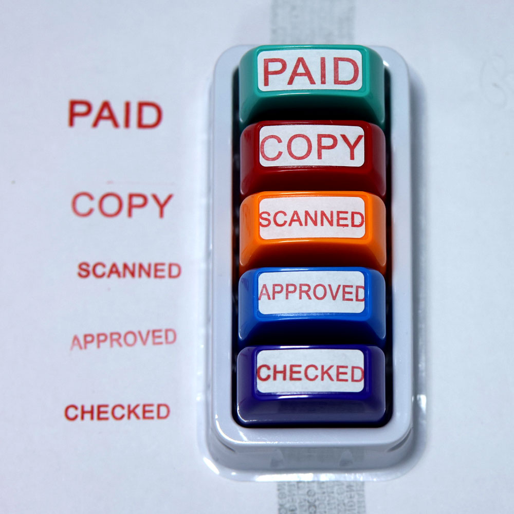 5-Piece Stamp Set (Paid/Copy/Scanned/Approved/Checked) - High-Quality ...