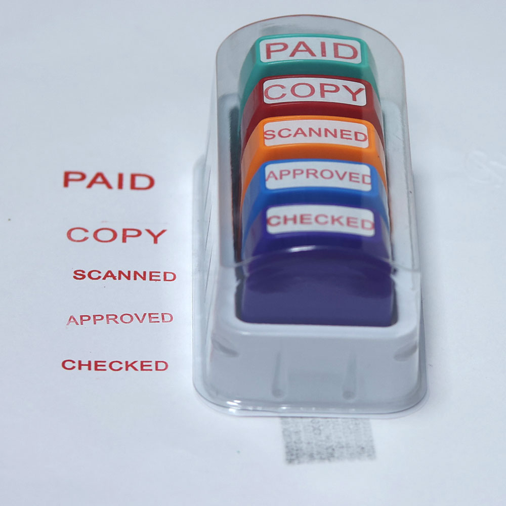 5-Piece Stamp Set (Paid/Copy/Scanned/Approved/Checked) - High-Quality ...