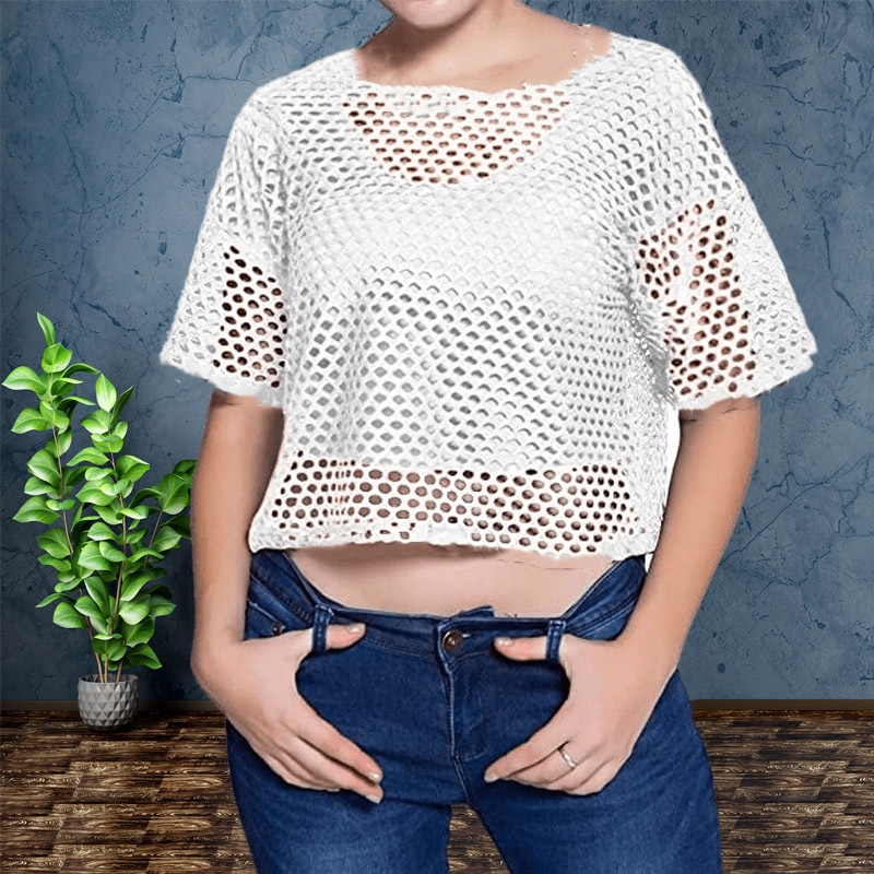 ShiningStars Ready Stock Womens Sexy Fishnet Tank Crop Tops Casual See ...