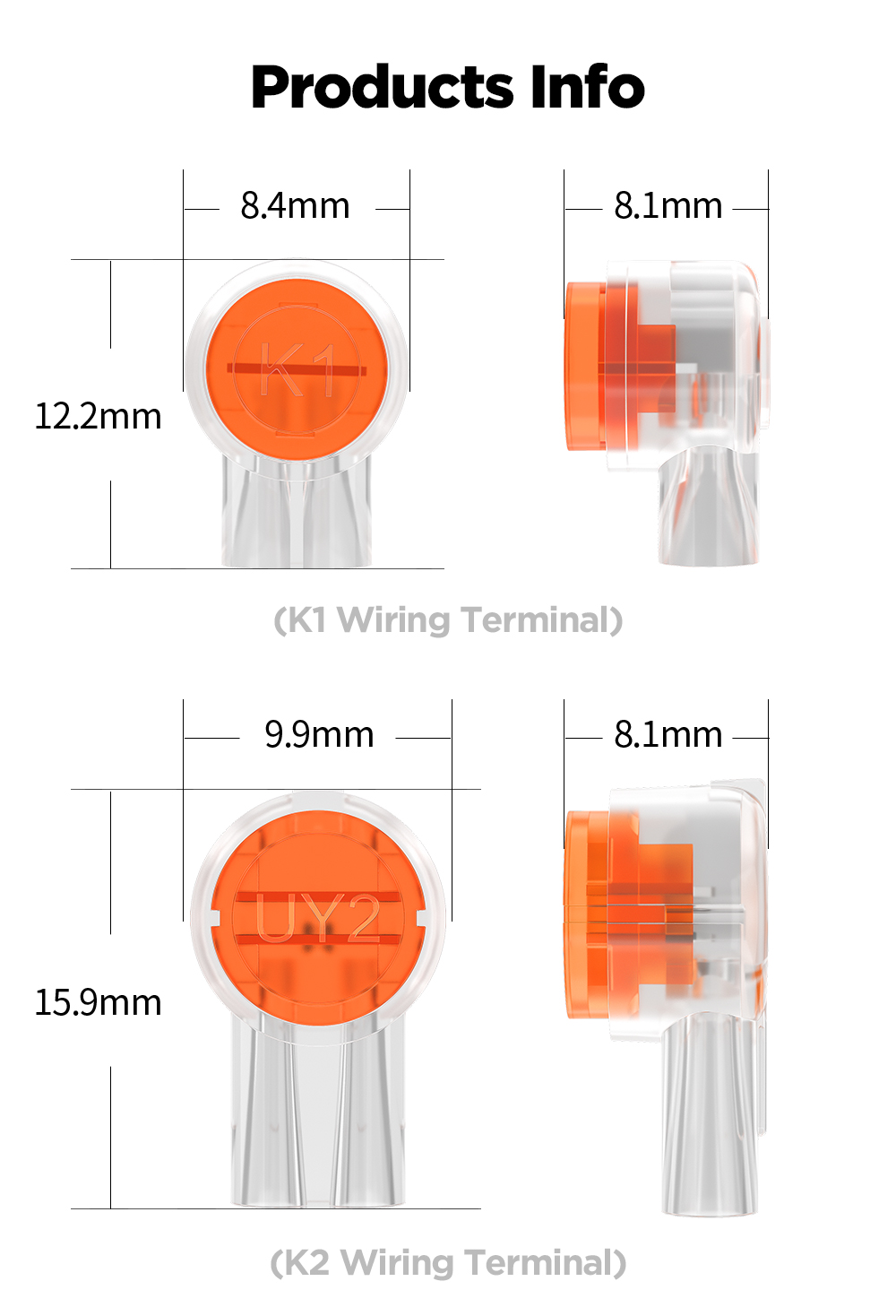 AMPCOM 50/100PCS K1/K2 RJ45 Connector Crimp Connection Terminals UY1 ...