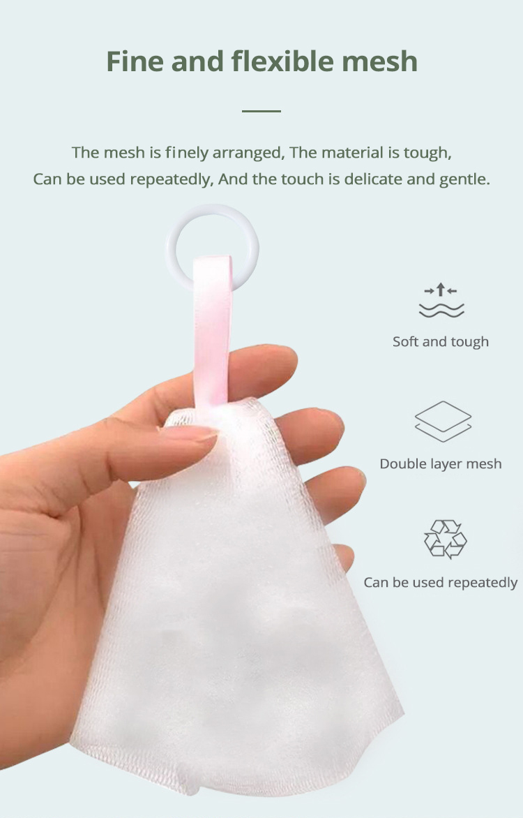 Cleanser Pull Ring Foam Mesh Double Cleanser Body Foam Cleaning Mesh ...