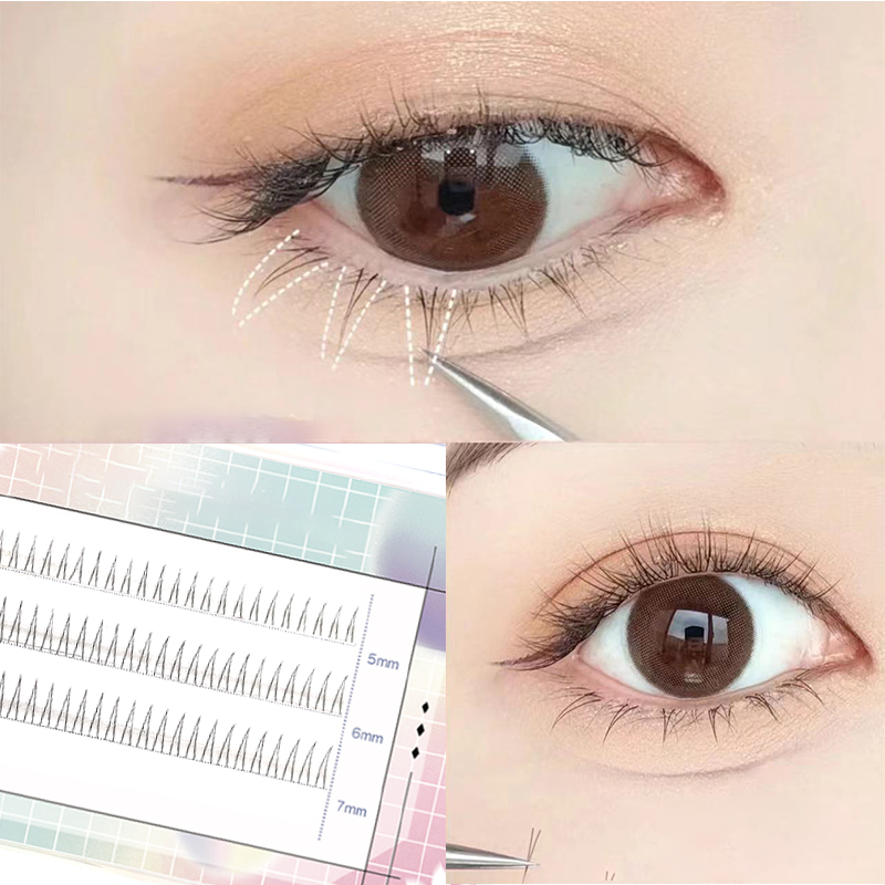 V-Shaped Lower Lashes 120 Clusters, Natural Look, 5/6/7Mm, Single Lash ...