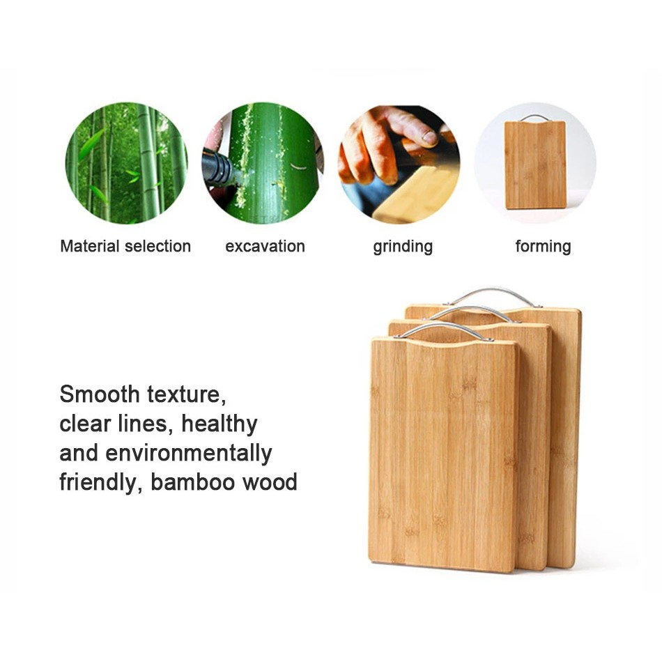 Bamboo Meats Cutting Board Stainless Steel Handle Wooden Kitchen ...