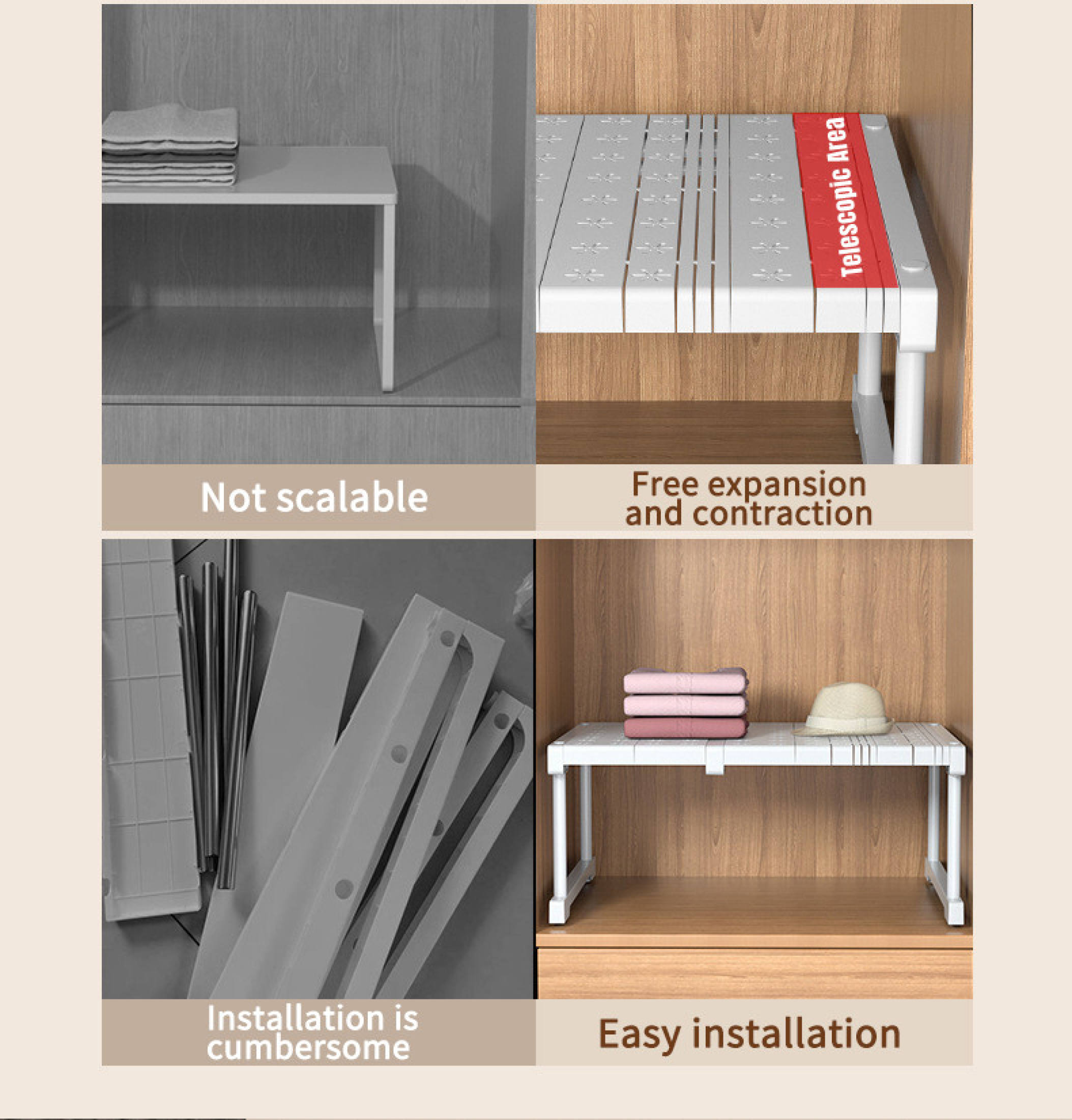 【BUY 1 TAKE 1】Storage Rack Expandable Organizer Carbon Steel Dividers ...