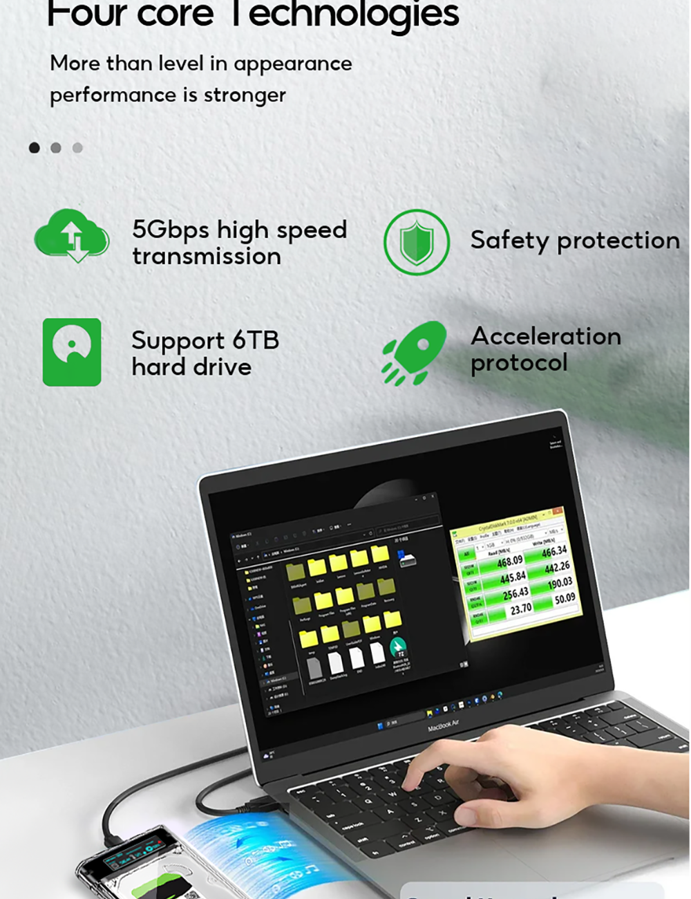 ShuoLe HDD Enclosure 2.5 Inch SSD HDD Case Sata to USB3.0/3.2 Type C ...