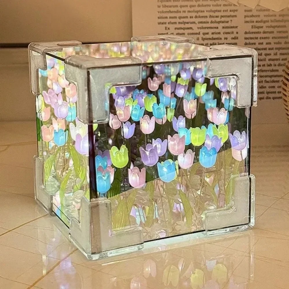 Night Lamp Creative Diy Tulip Flower Sea Cube Three-Dimensional Small ...