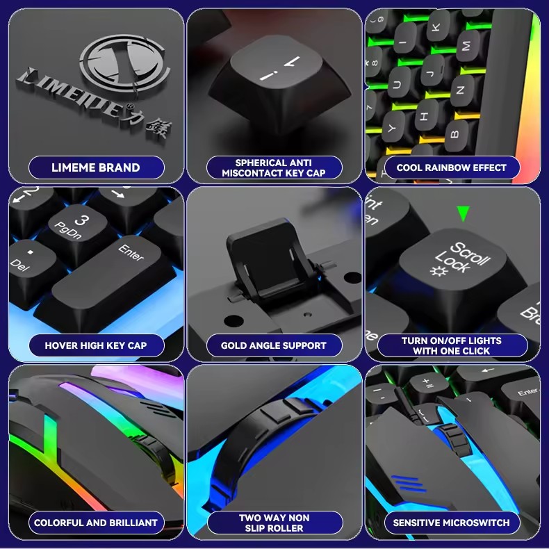 【COD】 Keyboard And Mouse Set For Laptop Colorful Rainbow Gaming USB ...