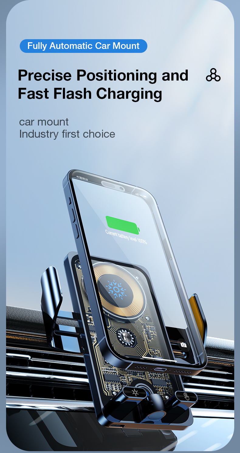 EYD F18 Wireless Charger Car Phone Holder 66W Super Fast Magnetic Bottom Charging Unshaking 360 ...