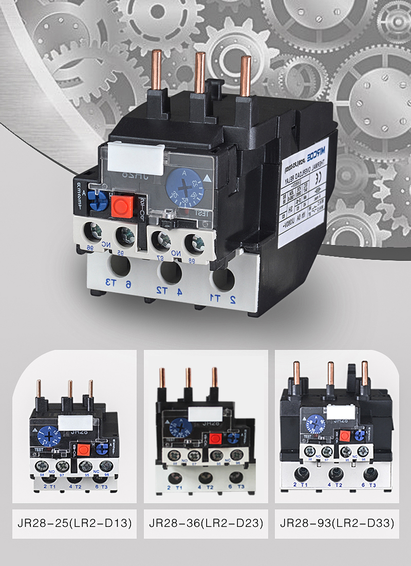 Thermal overload relay JR28(LR2-D) for magnetic contactor CJX2(LC1-D) LR2-D13 D23 D33 (1-93A ...