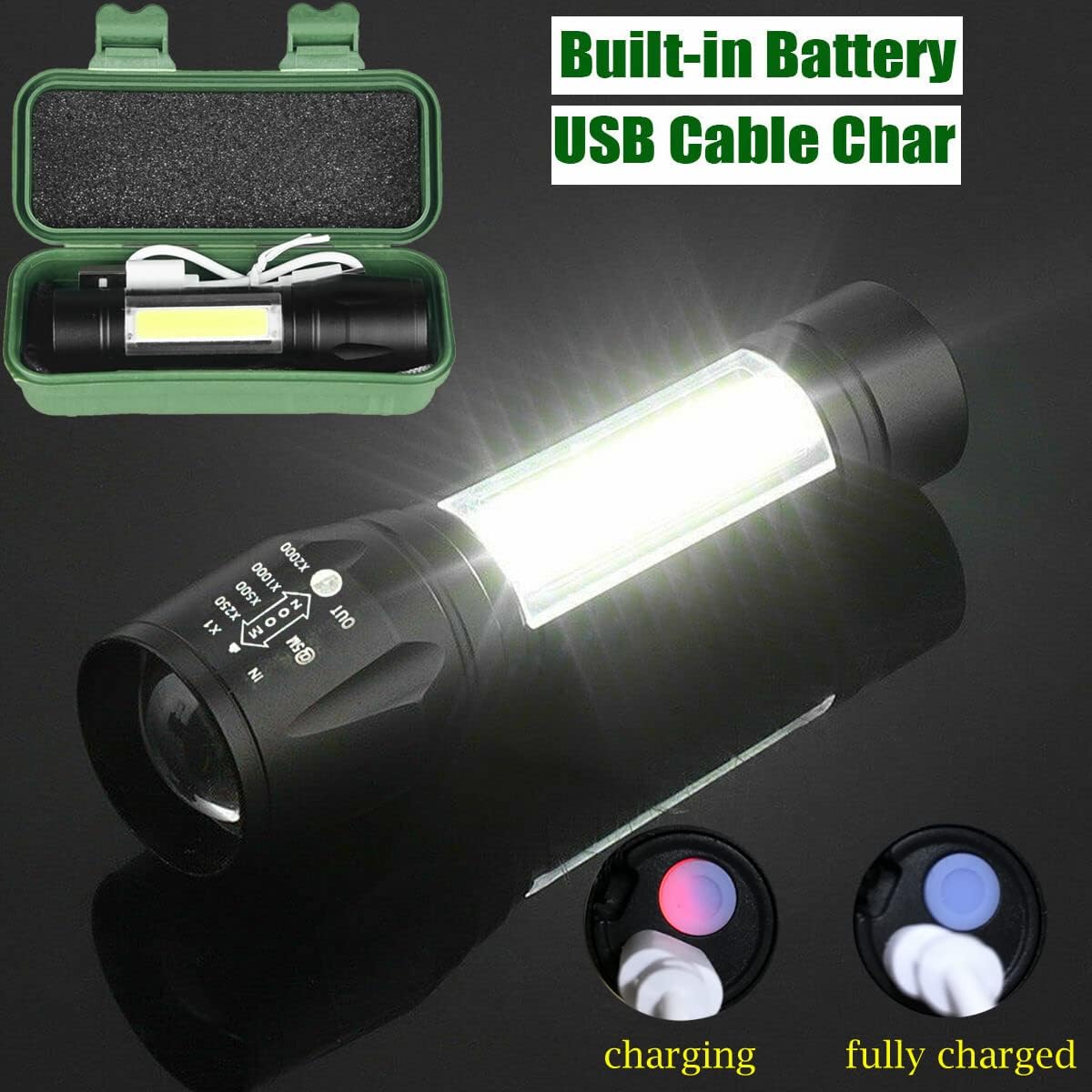 Mini LED Flashlight, Rechargeable USB Flashlight, Super Bright Handheld ...
