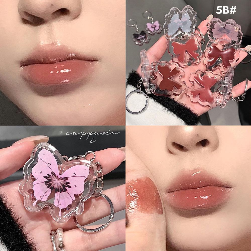 Cappuvini Butterfly Lip Gloss Long-Lasting Color Development Mirror ...