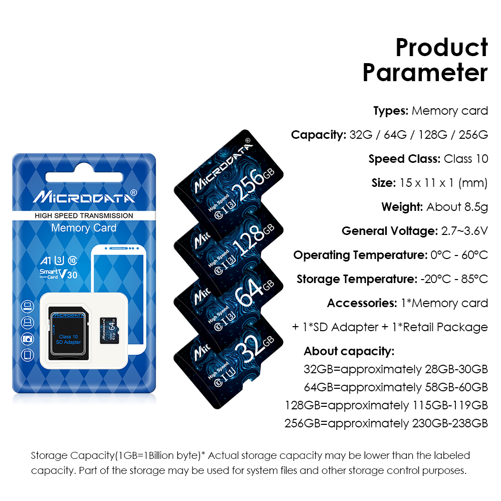Micro SD Card 512GB 256GB 128GB 64GB 32GB class10 Flash Memory Card U3 ...
