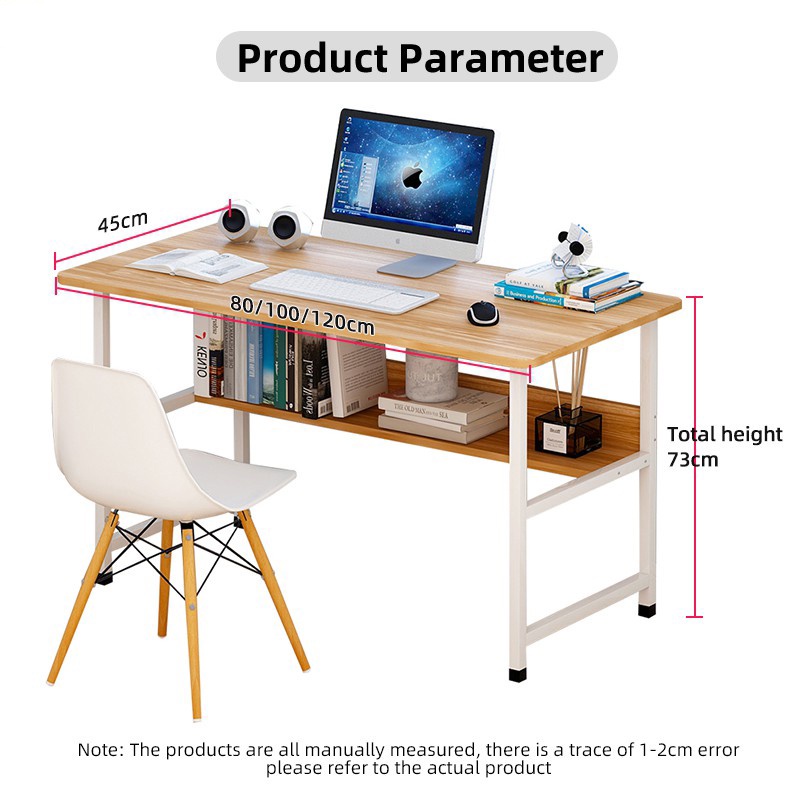 80/100/120CM Study Table Double Layer Student Table Study Desk Table ...