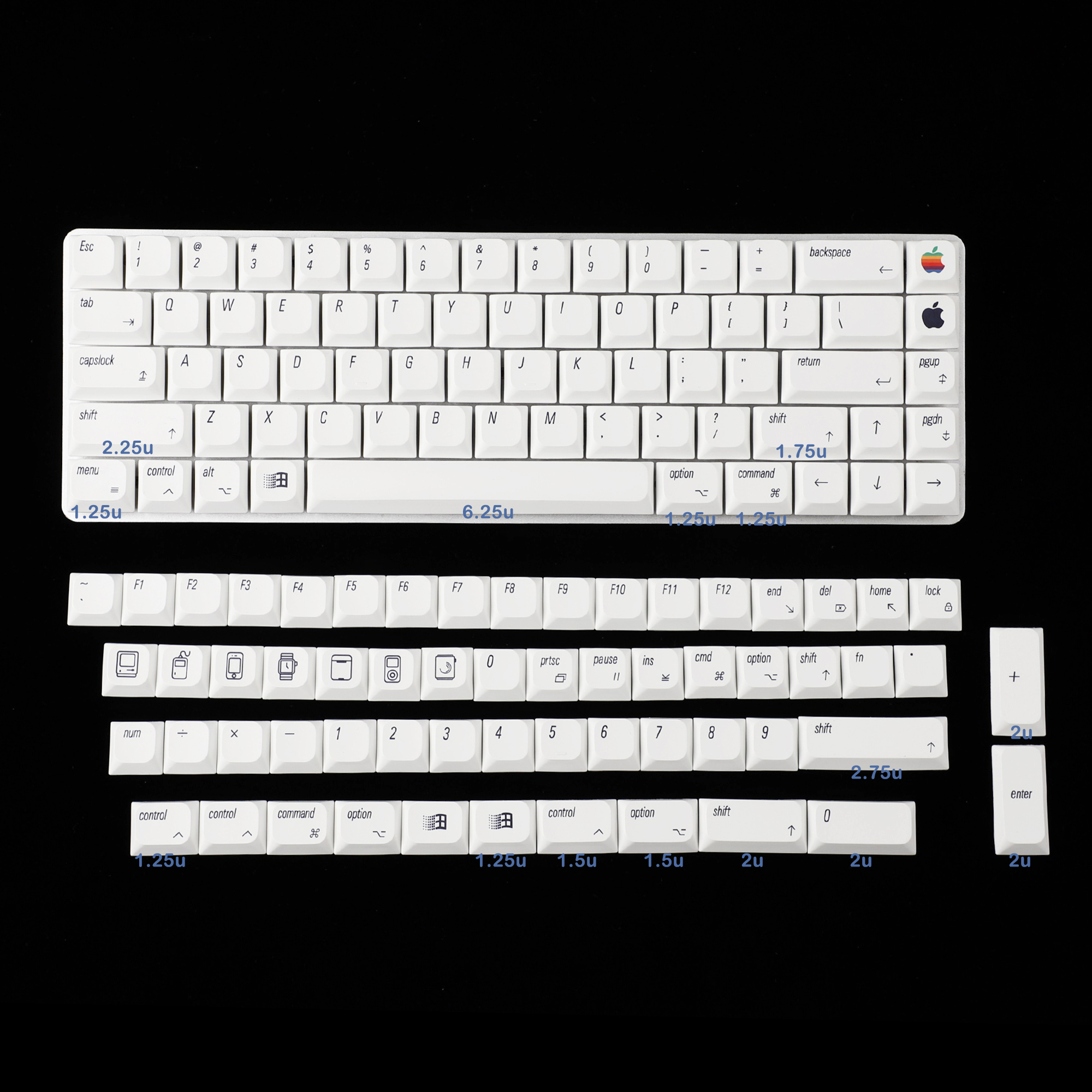 127 Ultra-slim Mx Low Profile Dye Sub PBT Keycaps For Mx 61 64 68 75 84 ...