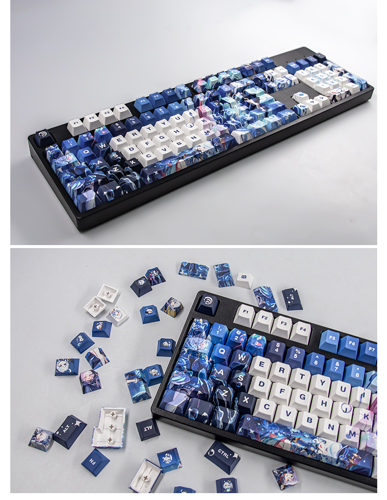 Genshin Impact Furina Keycaps PBT Dye-sub Cherry Profile Keycap Custom ...