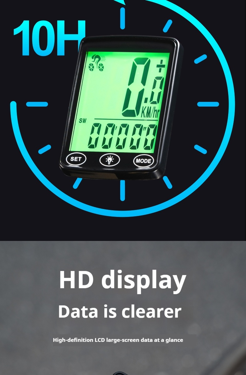 Wireless Bicycle Computer Multi Functional LCD Screen Bicycle Computer ...