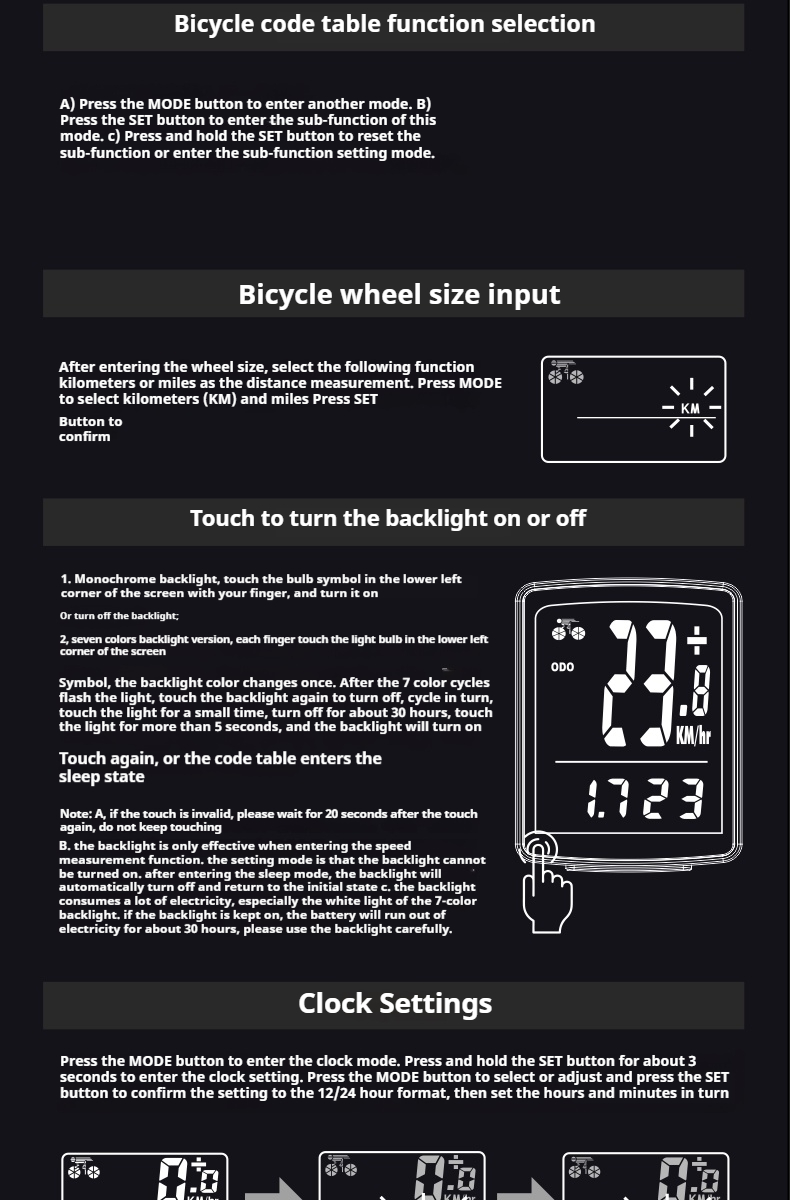 Compact Waterproof Bicycle Computer with Touch Screen - Wireless ...