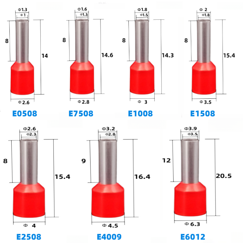LESE 1000PCS Crimp Terminal Cord End Wire Connector E0508 E2508 ...