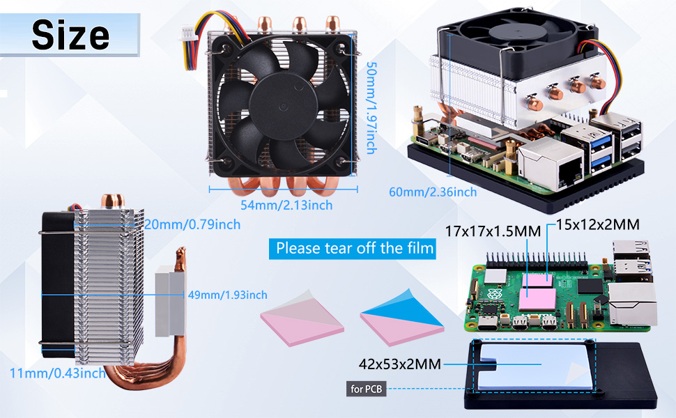 52Pi Low-Profile Plus CPU Cooler for Raspberry Pi 5 CPU Fan | Shopee ...