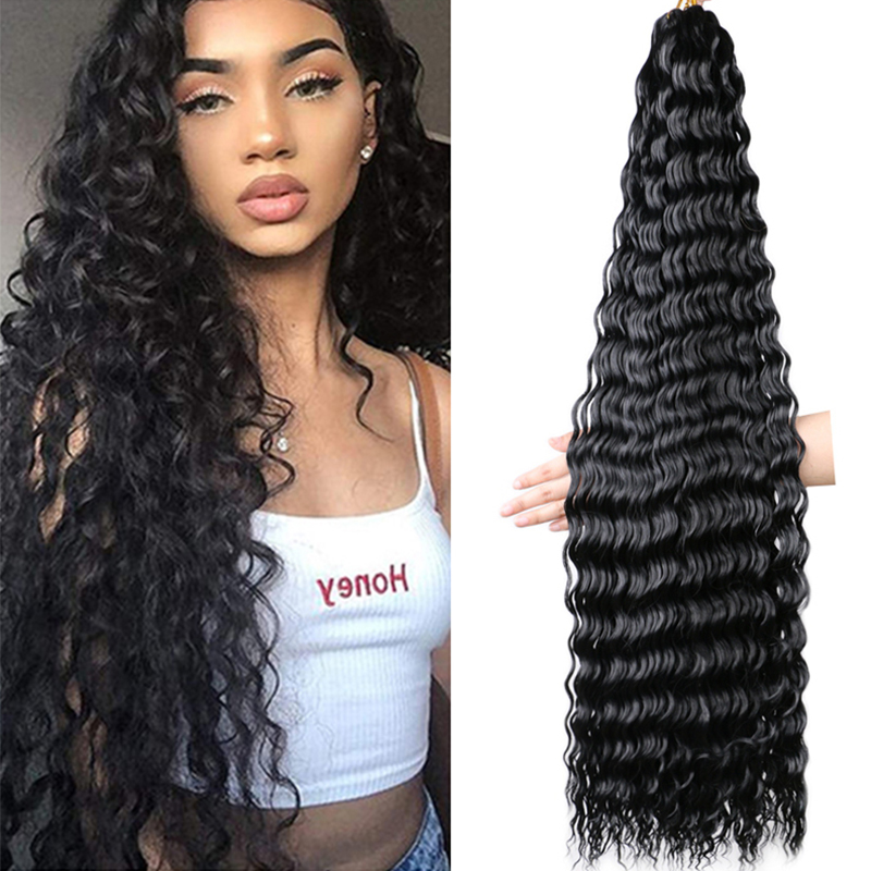 30-Inch Long Wavy Curly Crochet Hair Extensions - Pink/Black/Grey ...