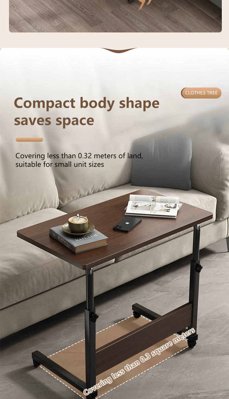 Movable Bed Side Table Adjustable Laptop Table with Wheel Portable Side ...
