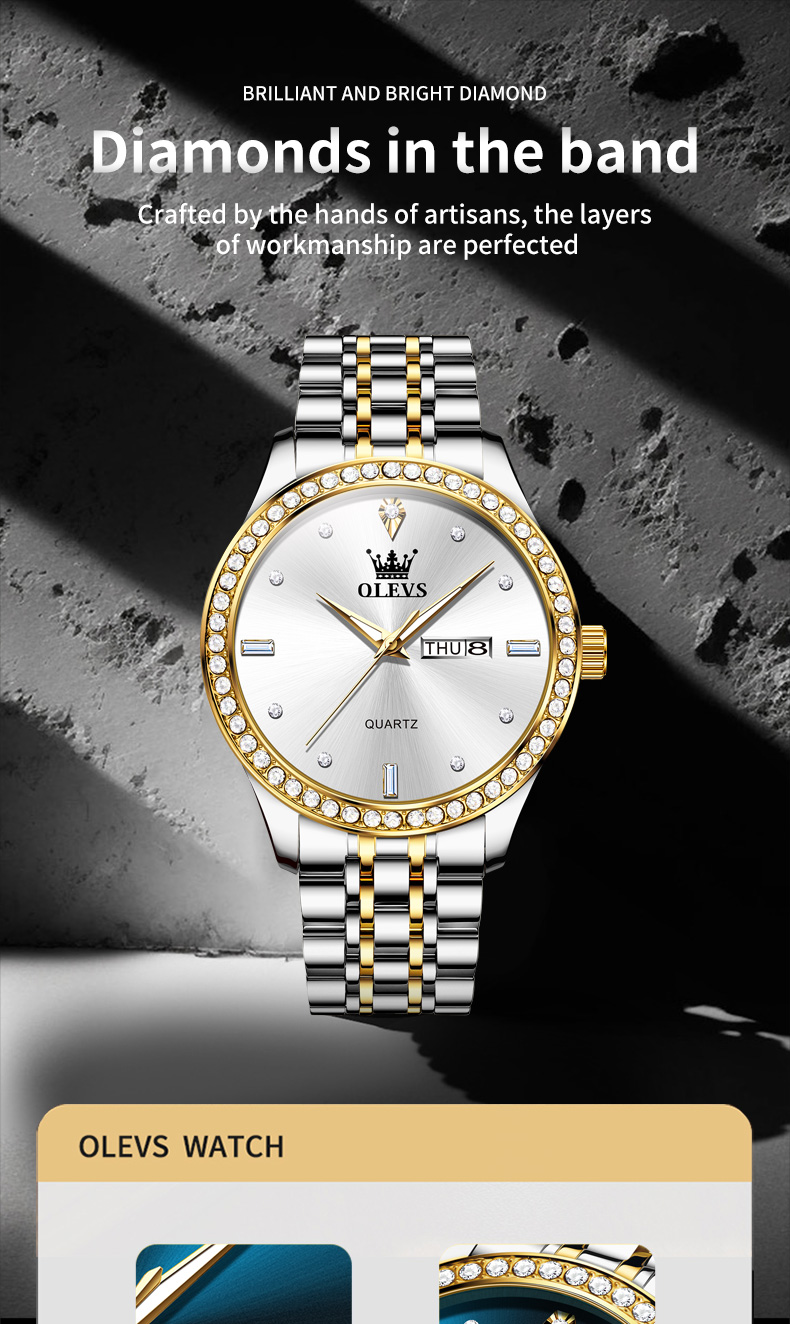 OLEVS Watch For Men Waterproof Original With Box Stainless Steel Strap ...